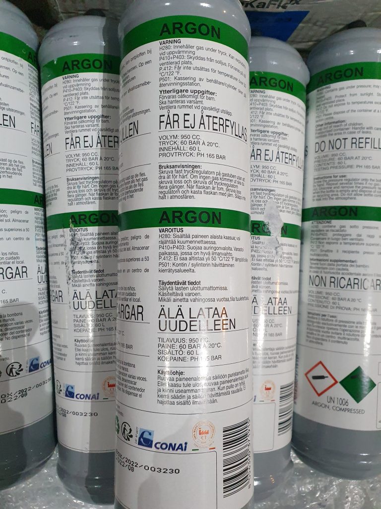 Disposable Pure Argon Canister. - Sparks Welding Services